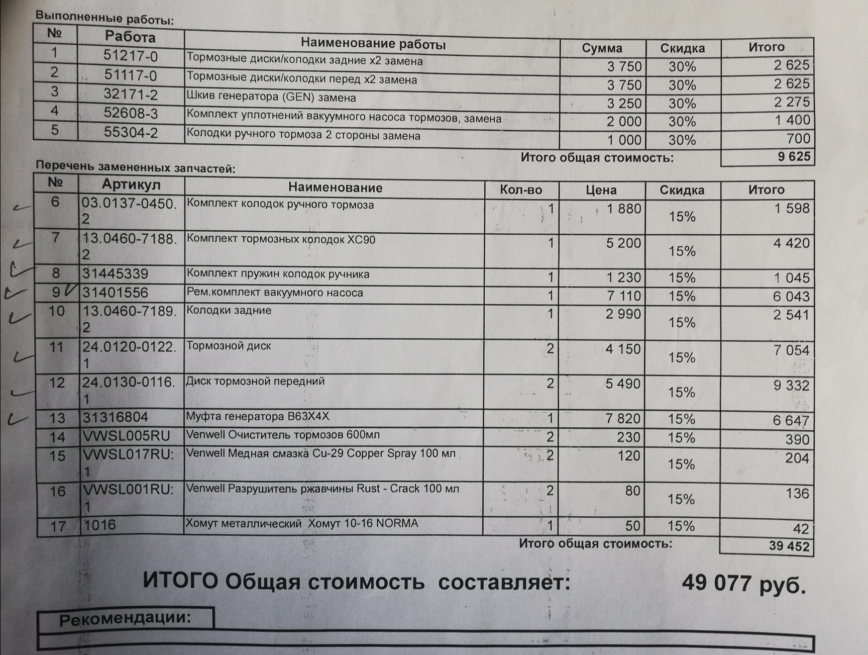Сухие цифры первого ТО — Volvo XC90 (1G), 3,2 л, 2008 года | плановое ...