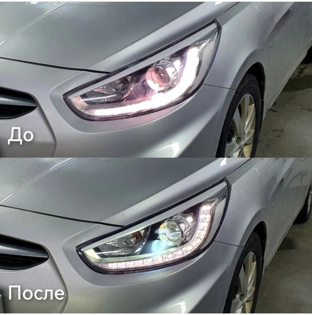 Фары — Hyundai Solaris Hatchback, 1,6 л, 2012 года | стайлинг | DRIVE2