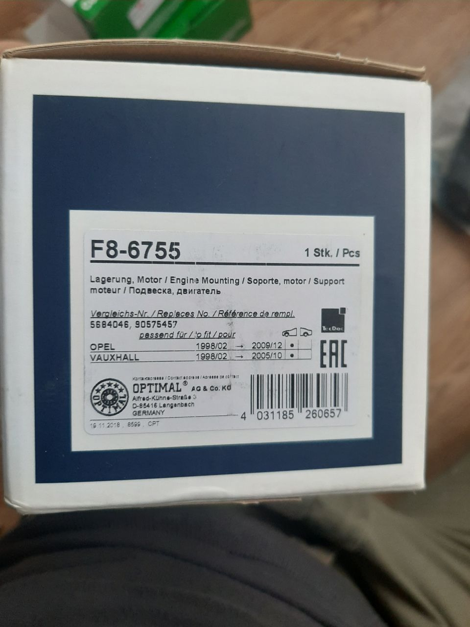 5684046 Опора двигателя перед лев / Astra-G, Zafira Opel | Запчасти на ...