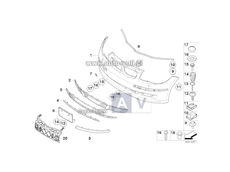 51117182362 BMW Молдинг переднего бампера центральный — BMW 1 series ...