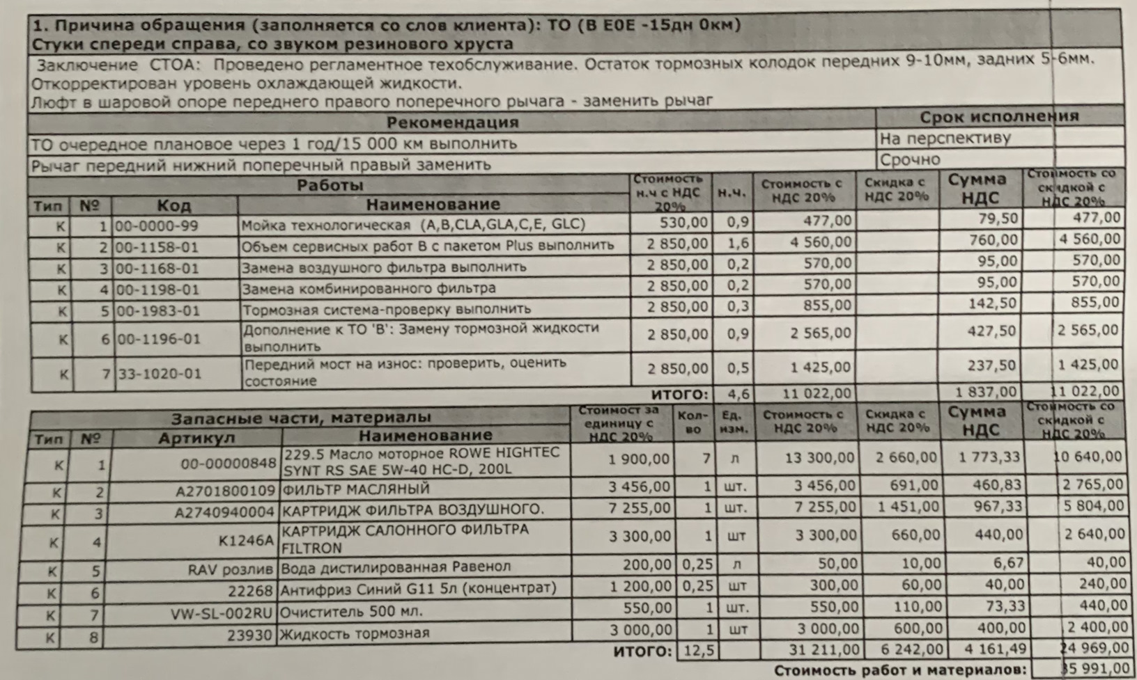 Плановое ТО — Mercedes-Benz GLK-Class (X204), 2 л, 2014 года | плановое ...