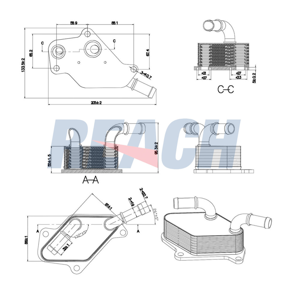 12411206 Радиатор масляный, двигателя Reach Cooling | Запчасти на DRIVE2