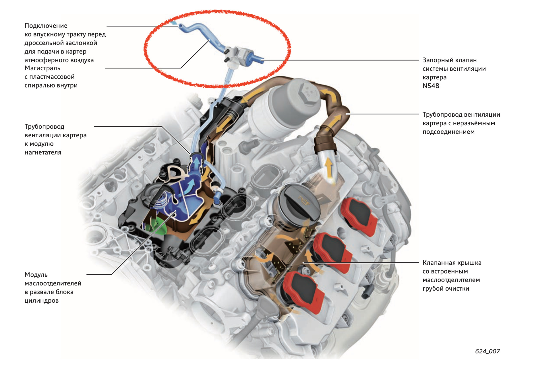 Замена клапана ВКГ маслоотделителя и подушек — Audi A8 (D4), 3 л, 2014 ...