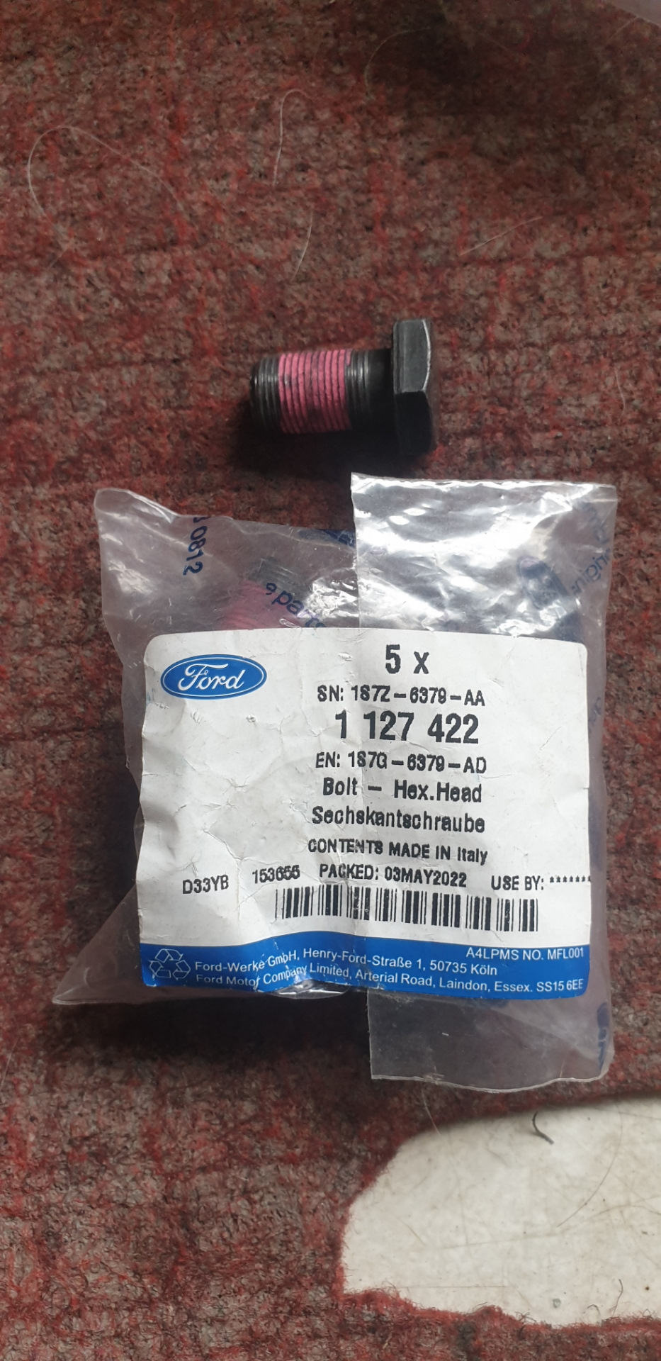 1127422 Болт маховика FOCUS II 1.8i Ford | Запчасти на DRIVE2