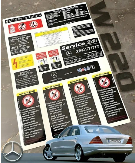 Заводские наклейки — Mercedes-Benz S-Class (W220), 3,2 л, 2000 года ...