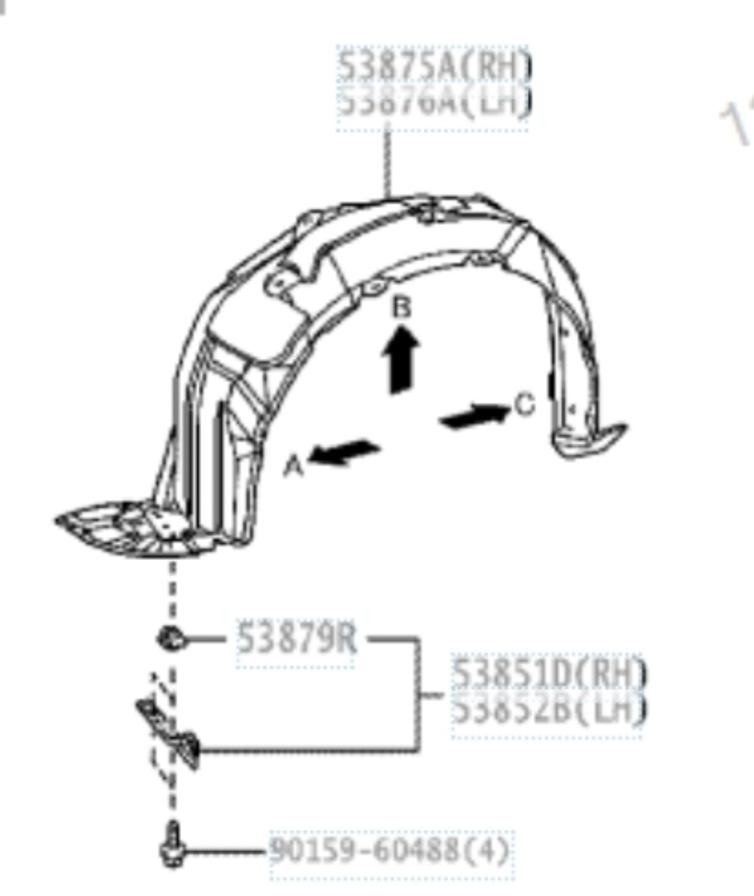 Снятие передних подкрылок (локкеров) — Toyota Corolla Fielder (E160), 1 ...