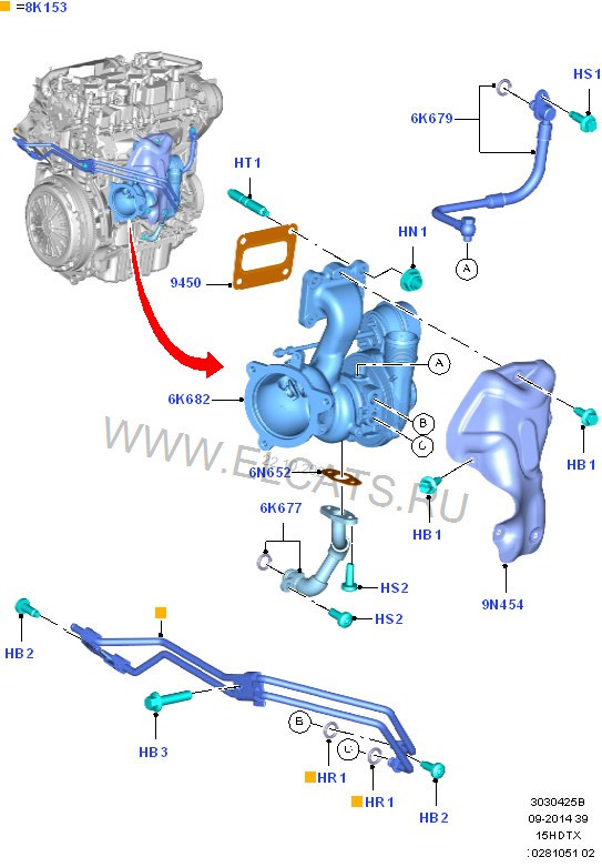 Турбокомпрессор — Ford Focus Hatchback III, 1,5 л, 2015 года | запчасти ...