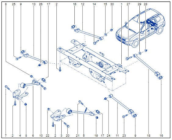 задняя подвеска с номерками — Renault Duster (1G), 1,5 л, 2016 года ...