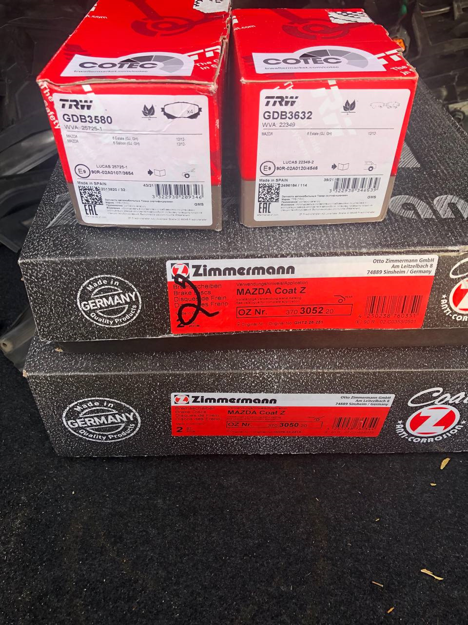 Новые Тормоза (Zimmermann + TRW) — Mazda 6 (3G) GJ, 2,5 л, 2016 года ...
