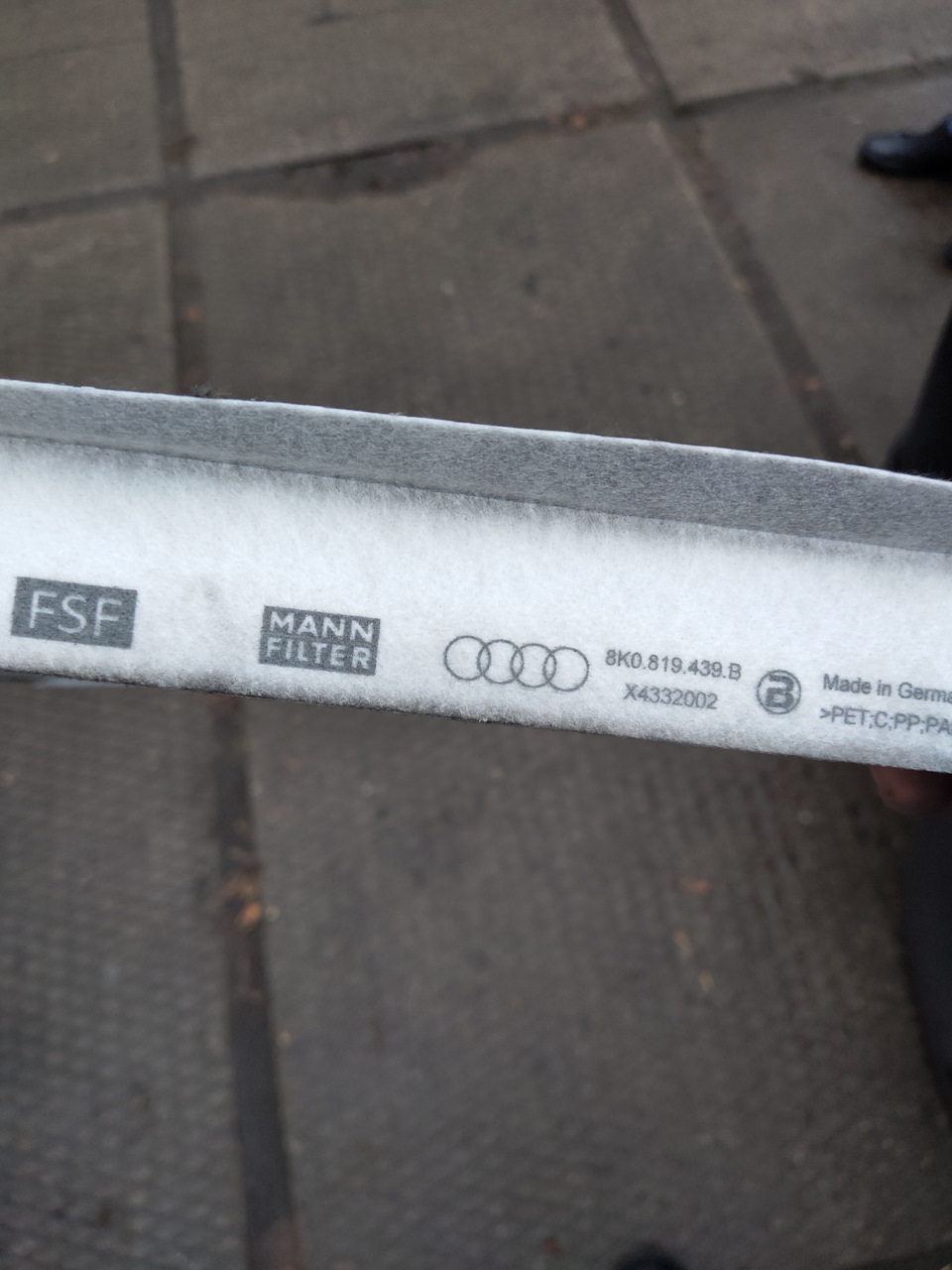 8K0819439B Фильтр вентиляции салона, угольный / AUDI A-4,5, Q5 08~ VAG ...