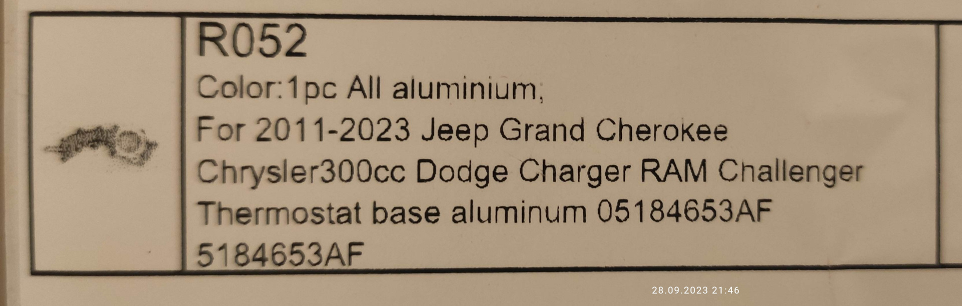 Аллюминиевый кроссовер термостата 3.6 Pentastar 05184653AF — Dodge ...