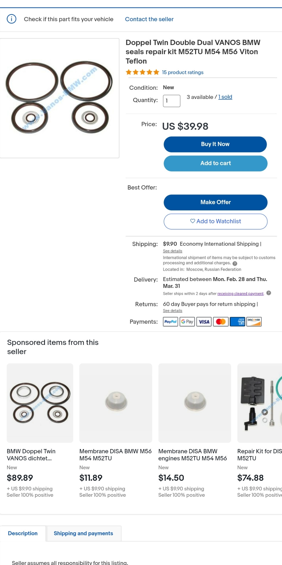 Double Dual VANOS BMW М52TU-M54TU — BMW 7 series (E38), 3 л, 1999 года ...