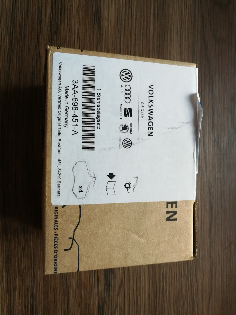 3AA698451A Колодки тормозные дисковые комплект VAG | Запчасти на DRIVE2