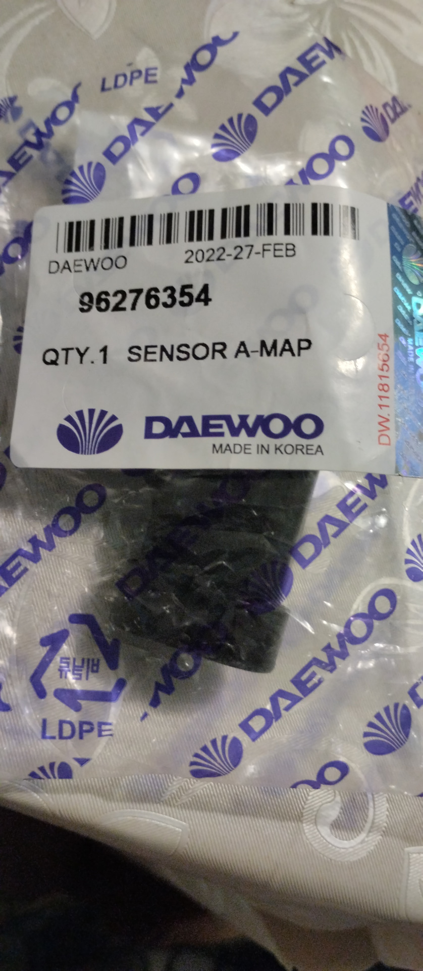 96276354 Датчик давления воздуха во впускном коллекторе двигателя GM ...