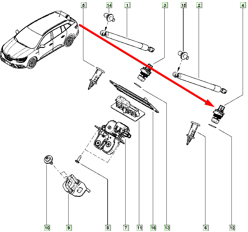 Ограничитель двери багажника — Renault Megane IV, 1,5 л, 2017 года ...