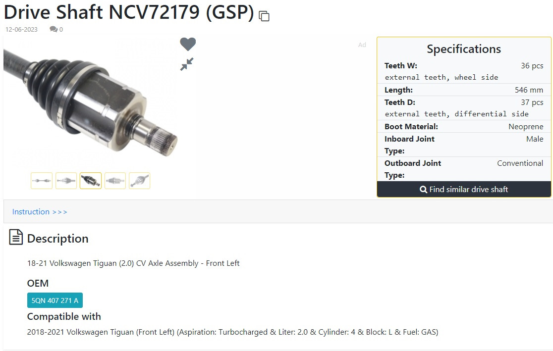 Шрусы Allspace на 09P — Volkswagen Tiguan Allspace, 2 л, 2020 года ...