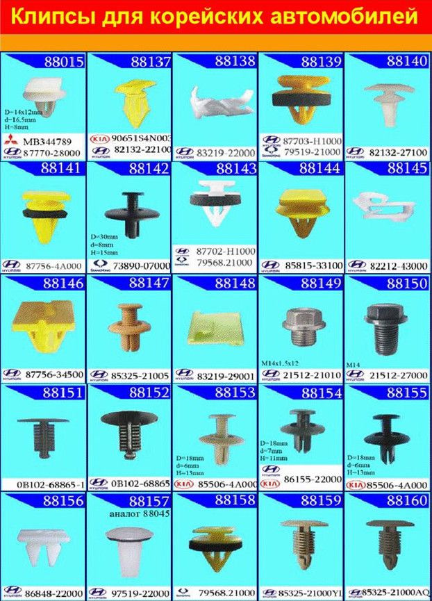 Клипсы и крепеж для Hyundai/Kia — Hyundai i30 (1G), 1,6 л, 2011 года ...