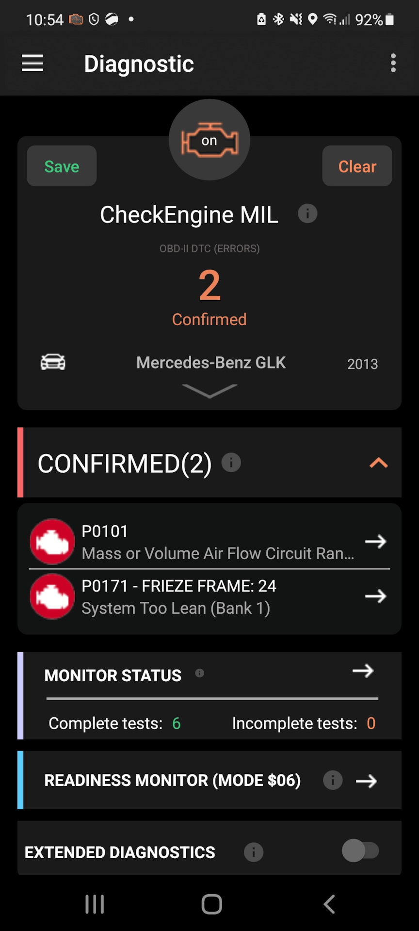 Check engine P0101 и P0171 — Mercedes-Benz GLK-Class (X204), 2,2 л ...