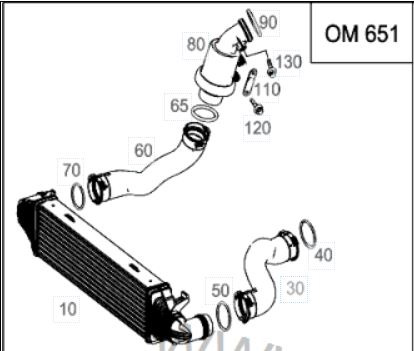 Замена уплотнительного кольца шланга интеркуллера Mercedes-Benz C-class ...