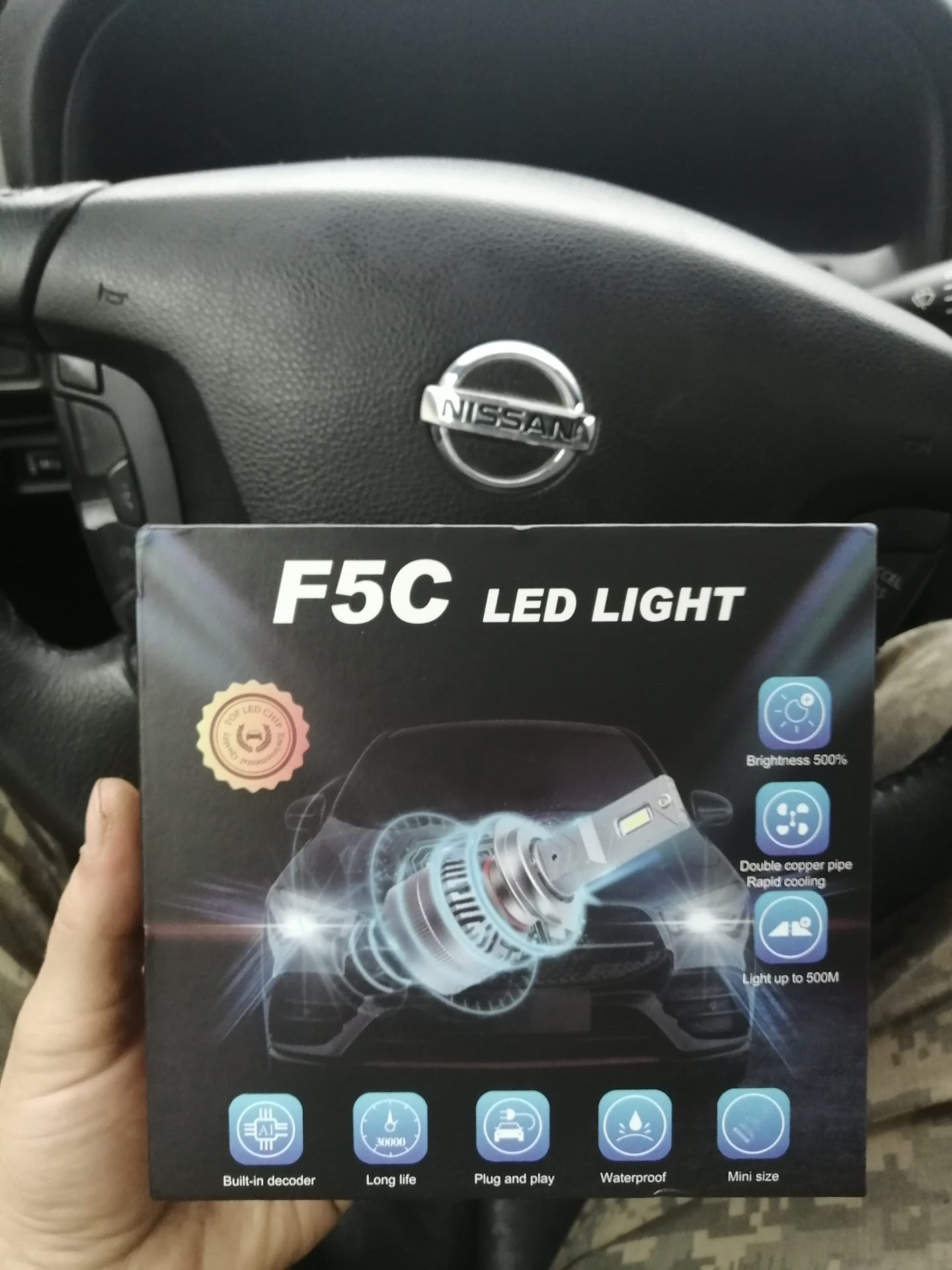 Led лампы F5C в дальний — Nissan Maxima QX (A33), 3 л, 2005 года ...