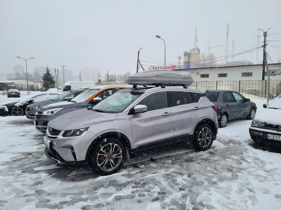 Багажник на крышу + бокс — Geely Coolray (1G), 1,5 л, 2023 года ...