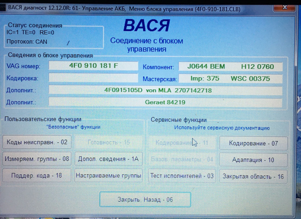 Замена родного аккумулятора VAG. Topla 12V 110Ah 1000EN (DIN600A ...