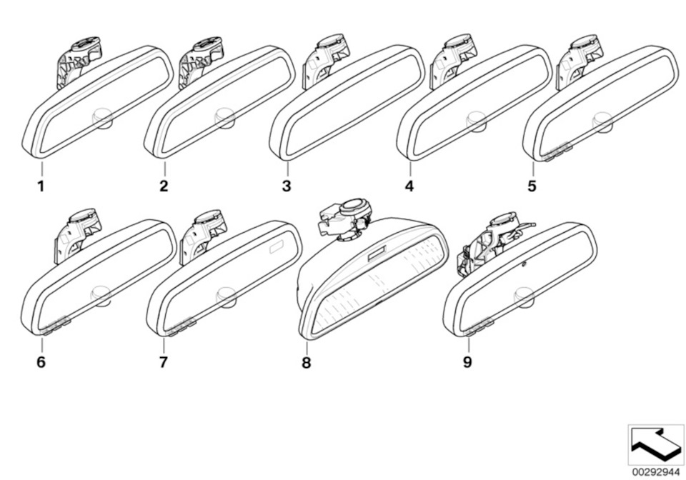 51169134459 Внутр.зеркало зад.вида с затемн./светод. BMW | Запчасти на ...
