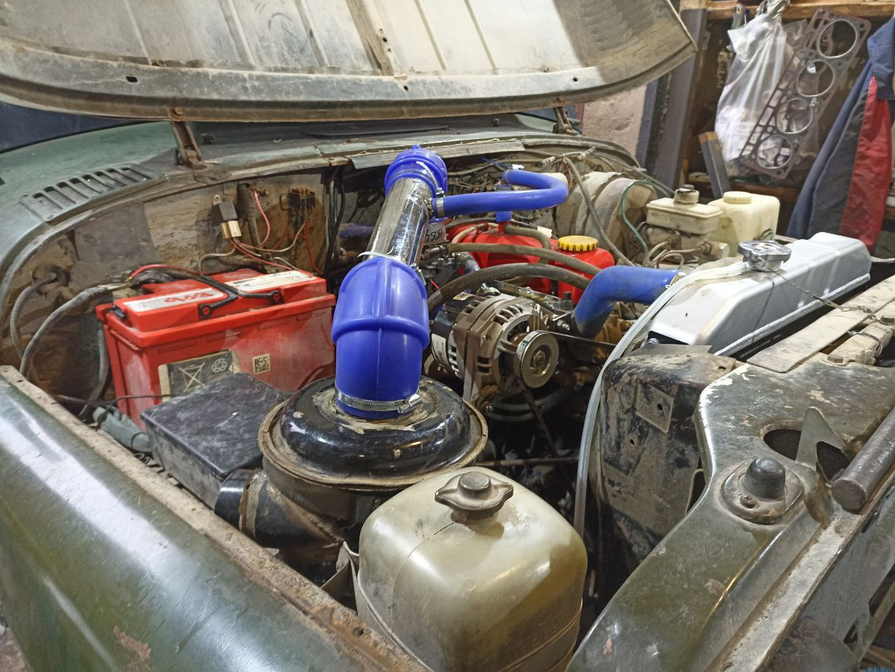 Долой кастрюлю, ставим бочку воздушного фильтра от буханки на уаз 469 — УАЗ 31512, 2,5 л, 1985 ...