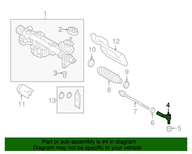 1K0423811K Наконечник рулевой тяги левый / VW Caddy, Passat, Tiguan ...