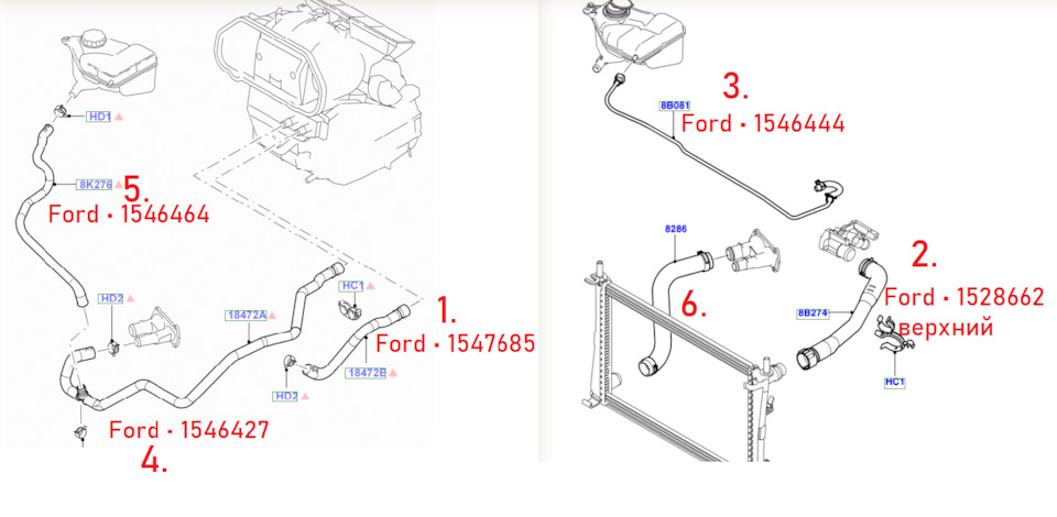 Форд. Форд фьюжен 1,6 автомат. Замена шлангов системы охлаждения. Печка ...