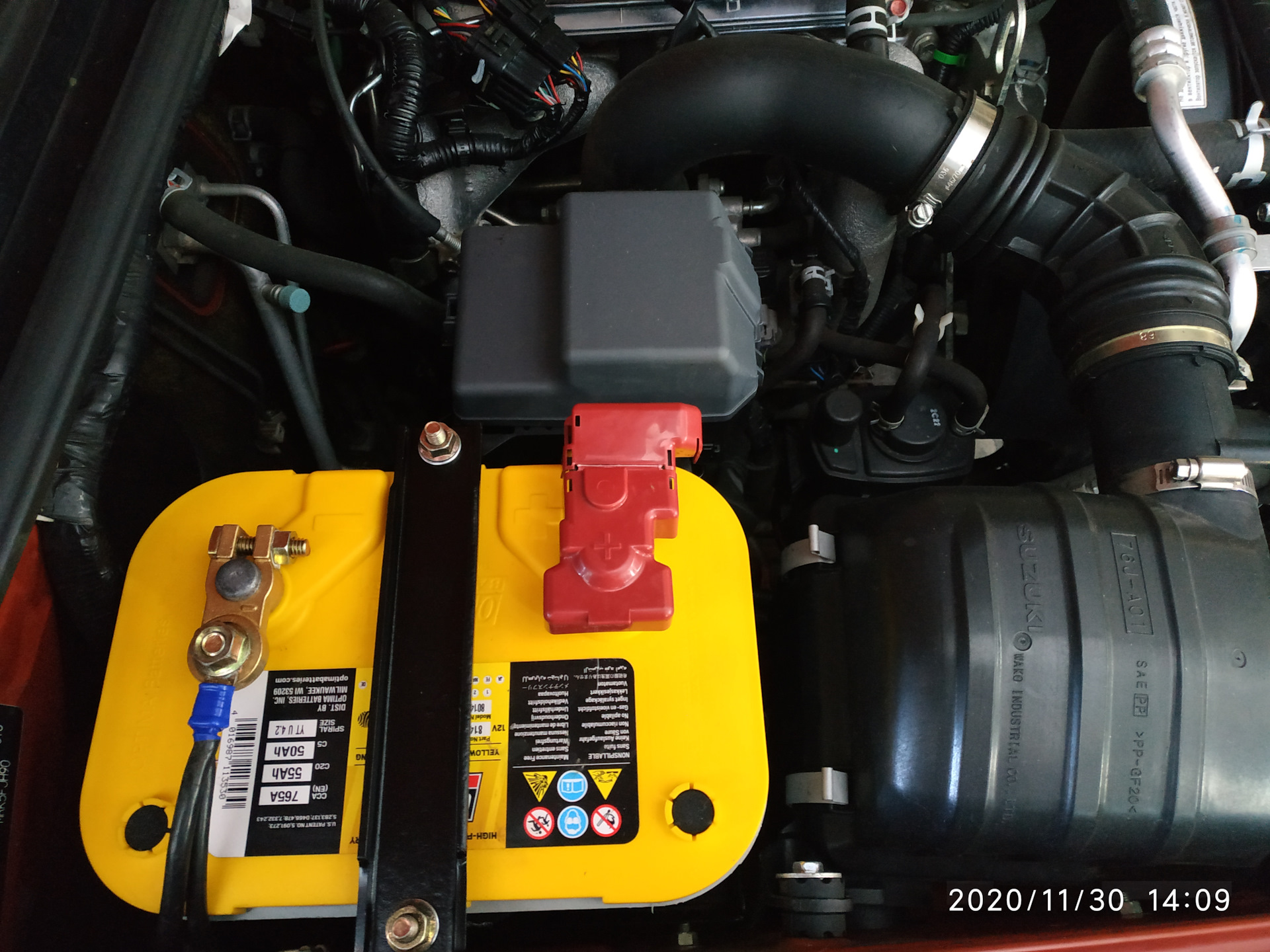 OPTIMA YELLOWTOP 4,2L 8014-254 — Suzuki Jimny (1G), 1,3 л, 2012 года ...