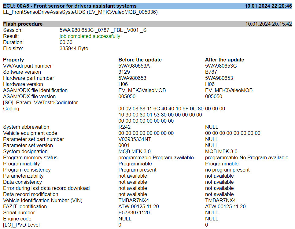 5WA980653C v3303 Camera firmware and parameter update — DRIVE2