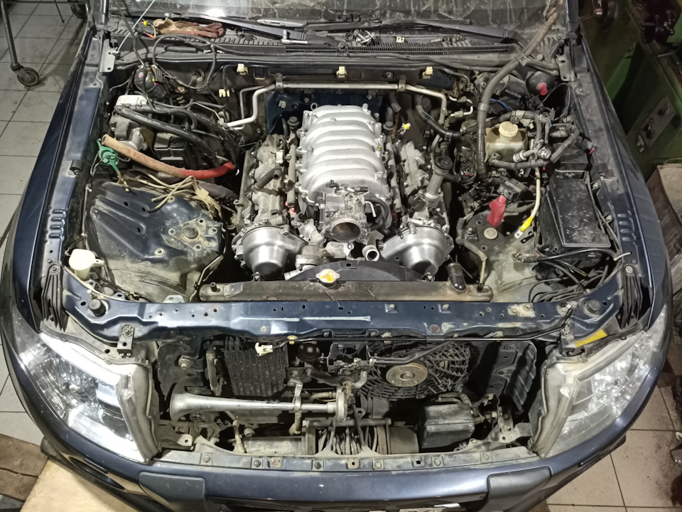 Pajero 4 V8 3UZ. Часть 2. Установка двигателя — Mitsubishi Pajero (4G), 4,3 л, 2007 года ...