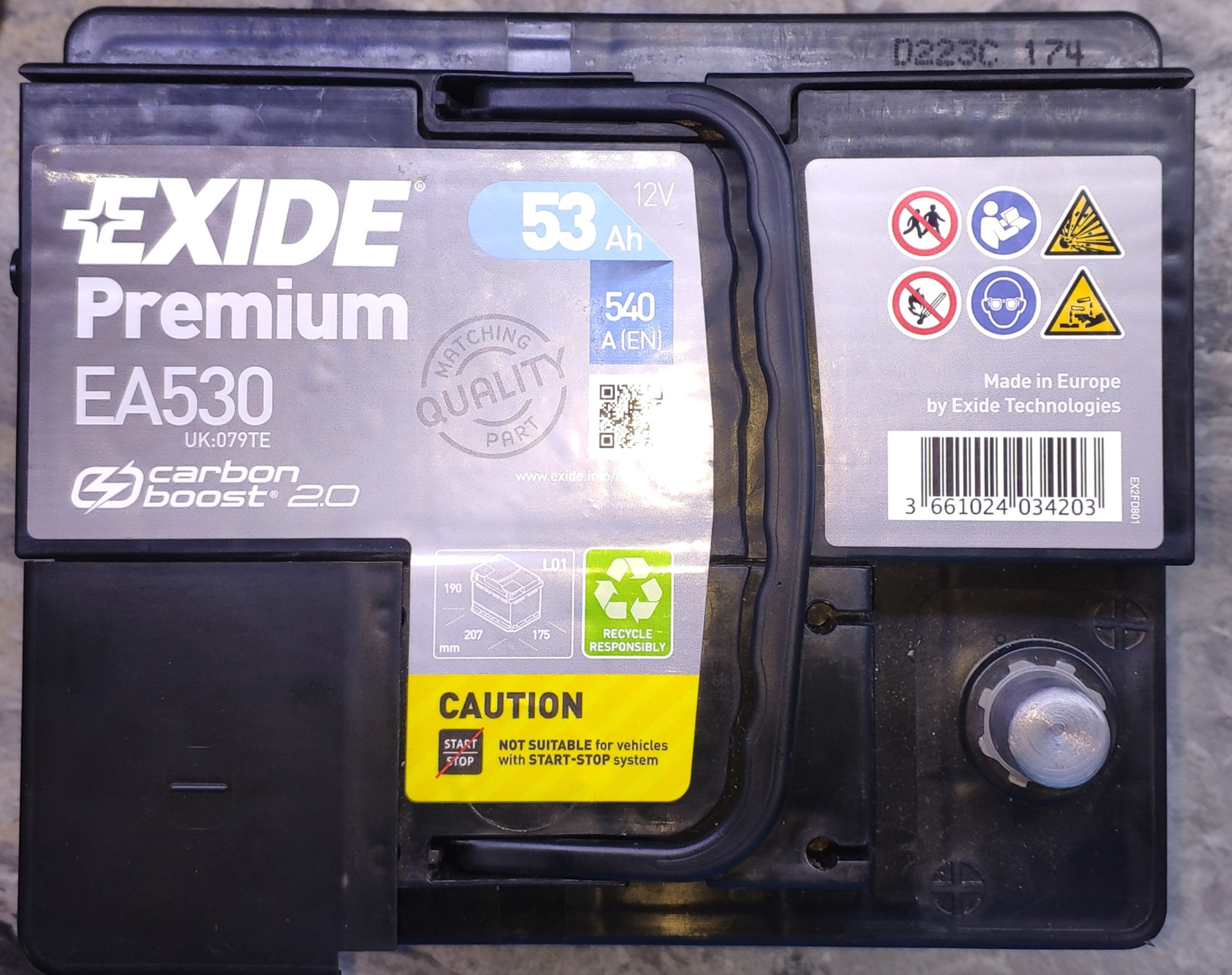 Аккумулятор Exide EA530 — Skoda Fabia Mk2, 1,6 л, 2008 года ...