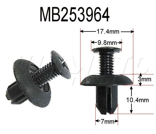 Клипсы переднего бампера дорестайл — Mitsubishi Lancer X, 2 л, 2007 ...