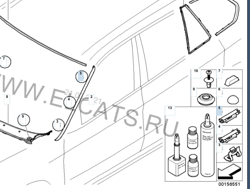 Крепление молдинга лобового стекла — BMW X5 (E70), 3 л, 2008 года ...
