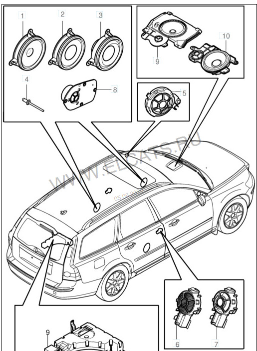 Заклепки динамиков (колонок) volvo (973884) — Volvo V50, 1,8 л, 2009 ...
