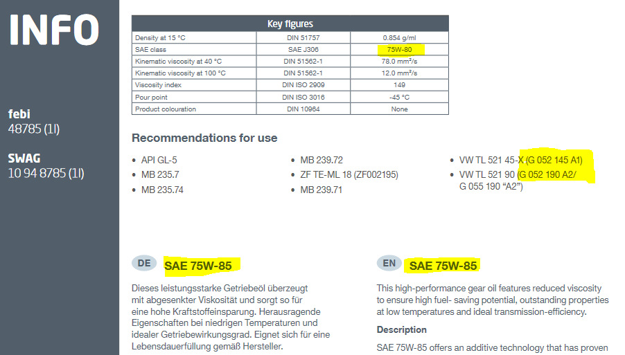Возможные аналоги масла в передний и задний дифференциал Touareg 2G ...