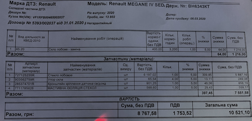 Стекло поменяли и еще кое-что. — Renault Megane IV, 1,5 л, 2020 года ...