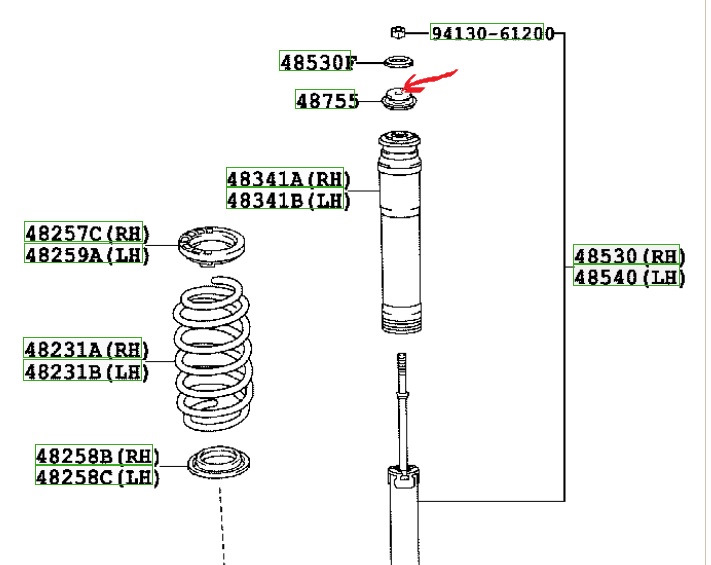 9413061200 Гайка опоры/амортизатора заднего TOYOTA LEXUS | Запчасти на ...