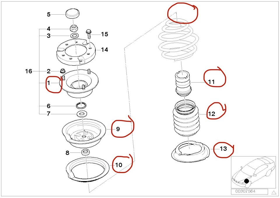 Передние пружины, опоры — BMW 5 series (E39), 2,5 л, 2000 года | визит ...
