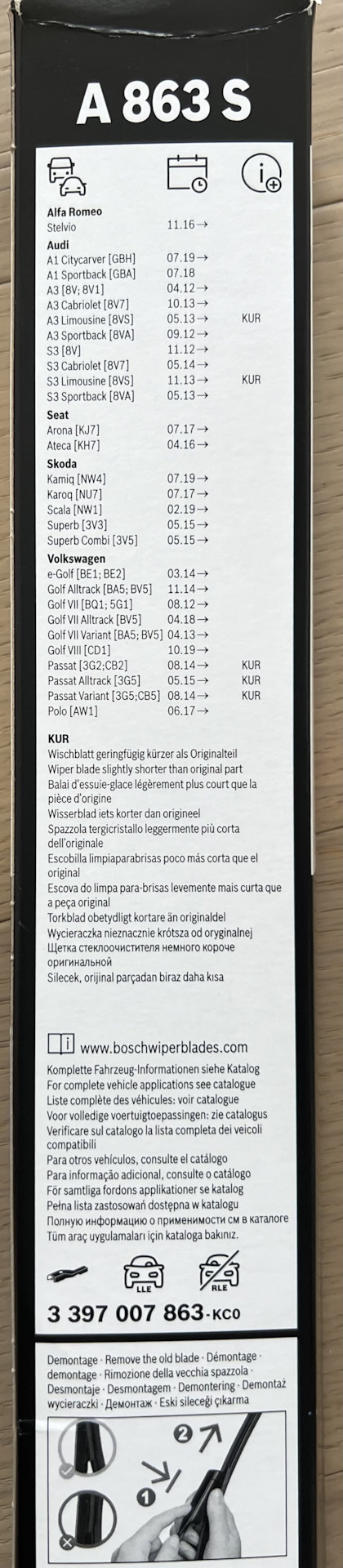 3397007863 СТЕКЛООЧИСТИТЕЛИ AEROTWIN [A863S] 650/450 ММ BOSCH ...