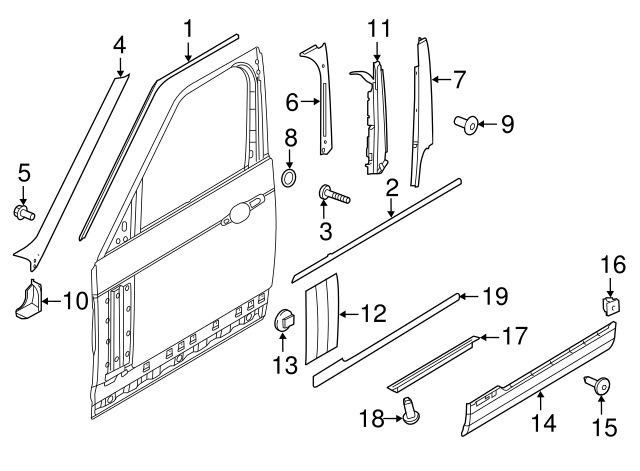 LR074636 Молдинг передней двери Jaguar Land Rover | Запчасти на DRIVE2