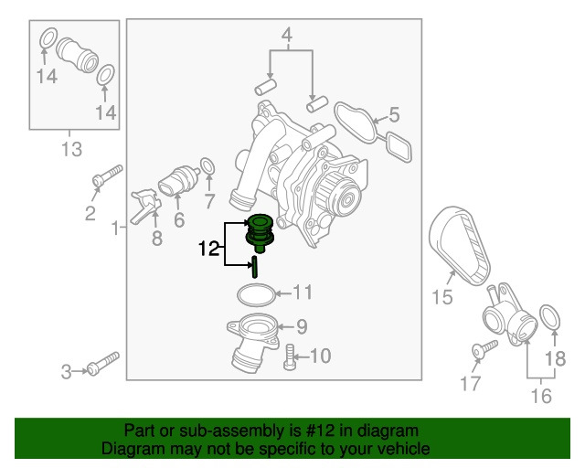 06J121113A Термостат системы жидкостного охлаждения VAG | Запчасти на ...