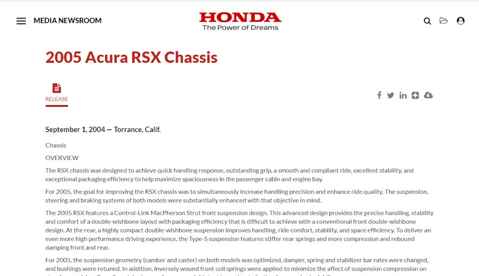 Honda официальный релиз, Acura RSX 2005 — Acura RSX, 2 л, 2005 года ...